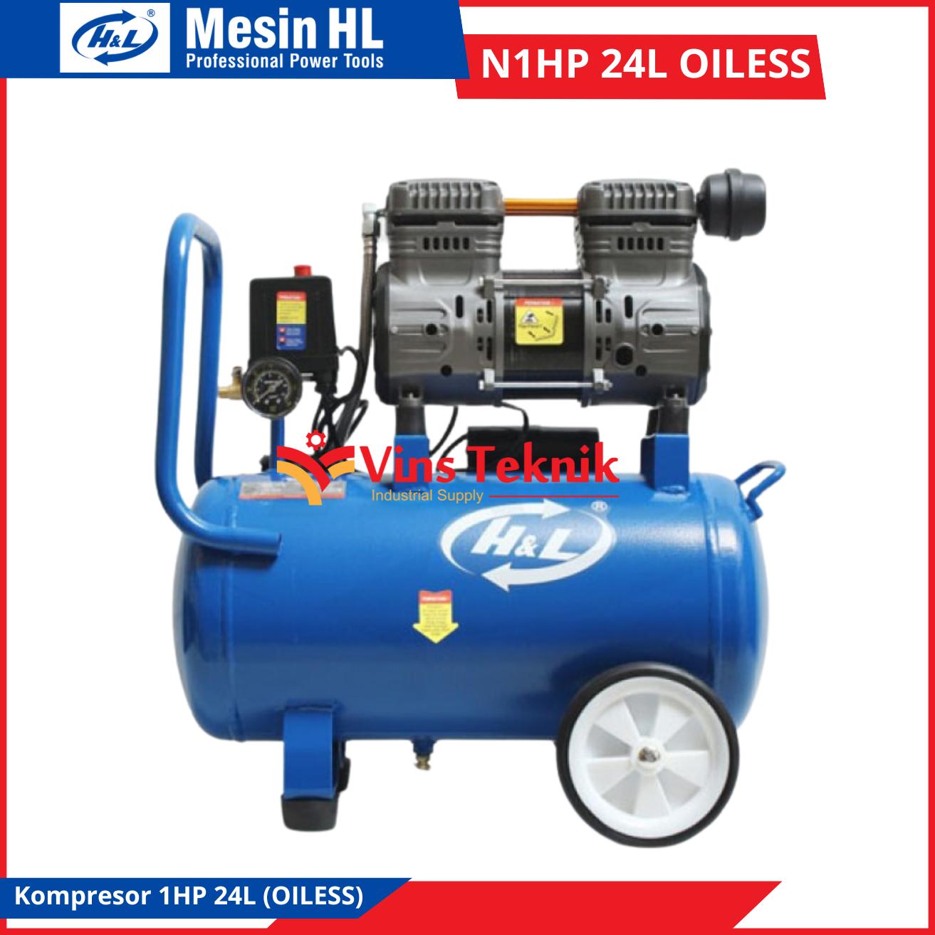 Mesin Kompresor Angin Compressor 1HP H&L HL N1HP 24L OILESS
