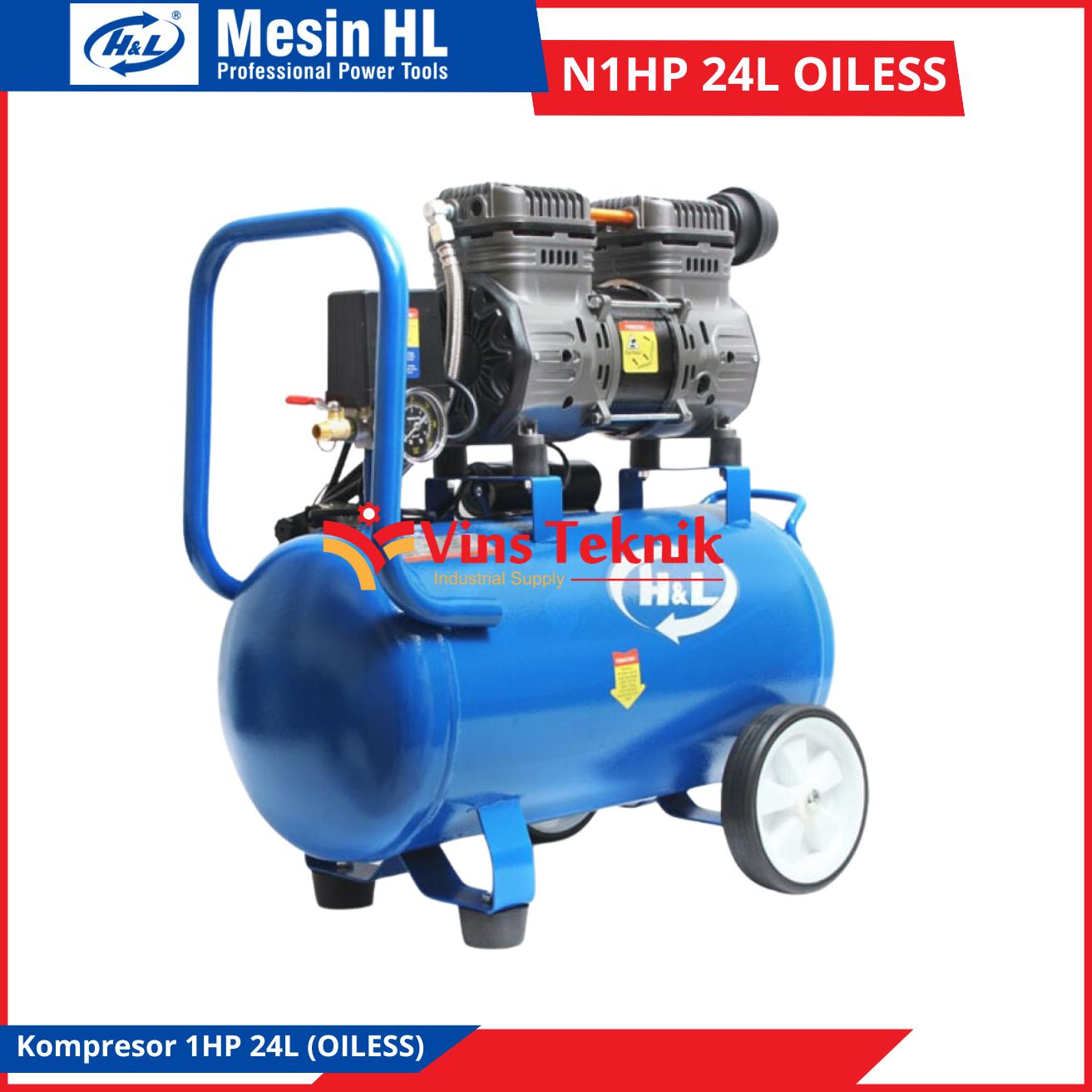 Mesin Kompresor Angin Compressor 1HP H&L HL N1HP 24L OILESS